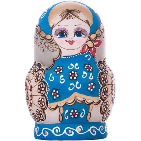 Russian Nesting Dolls 15-Piece Matryoshka,Classic Blue Turban Wooden ...