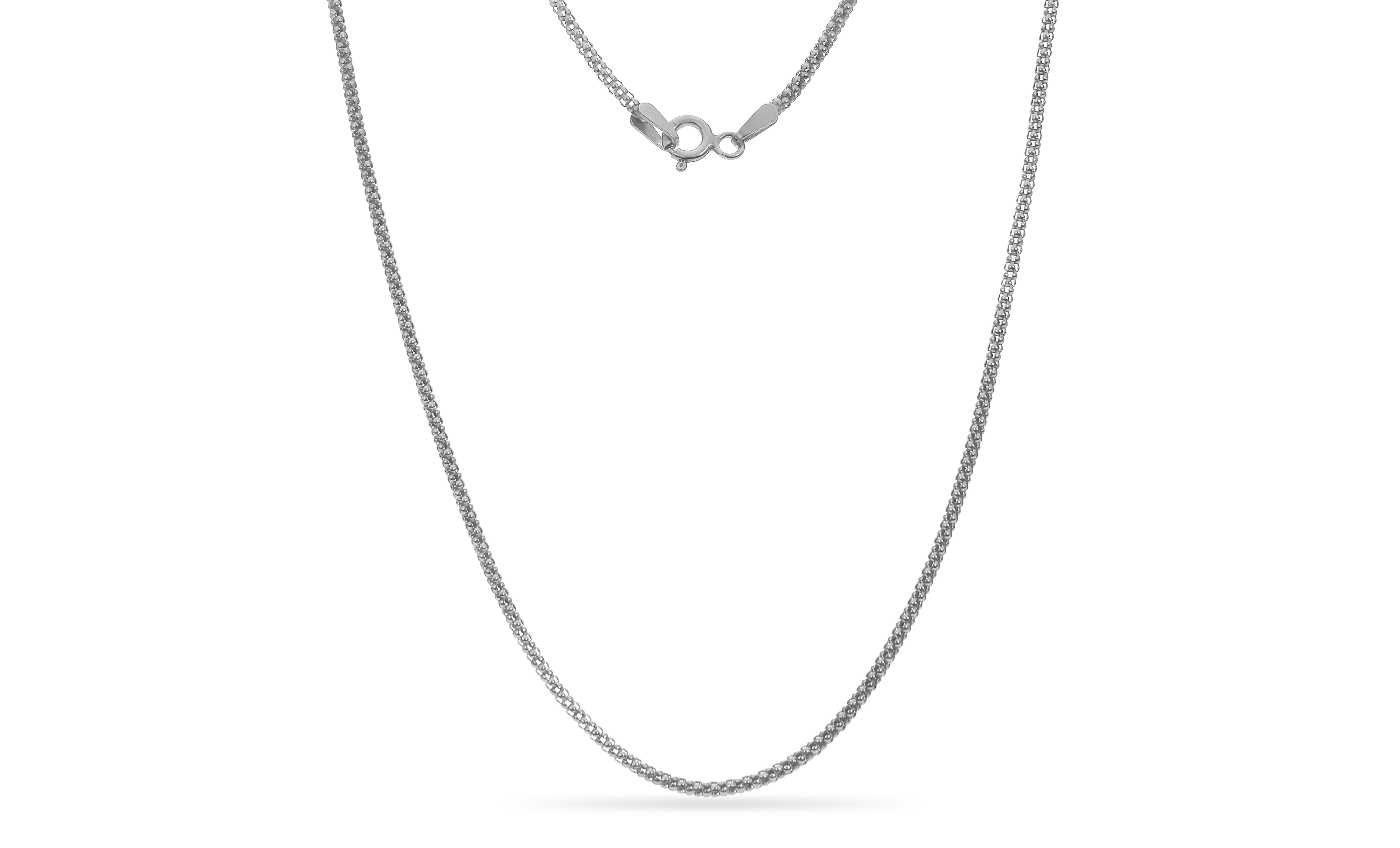 Sterling Silver Mini Popcorn Chain Necklace 24 Inch - Walmart.com