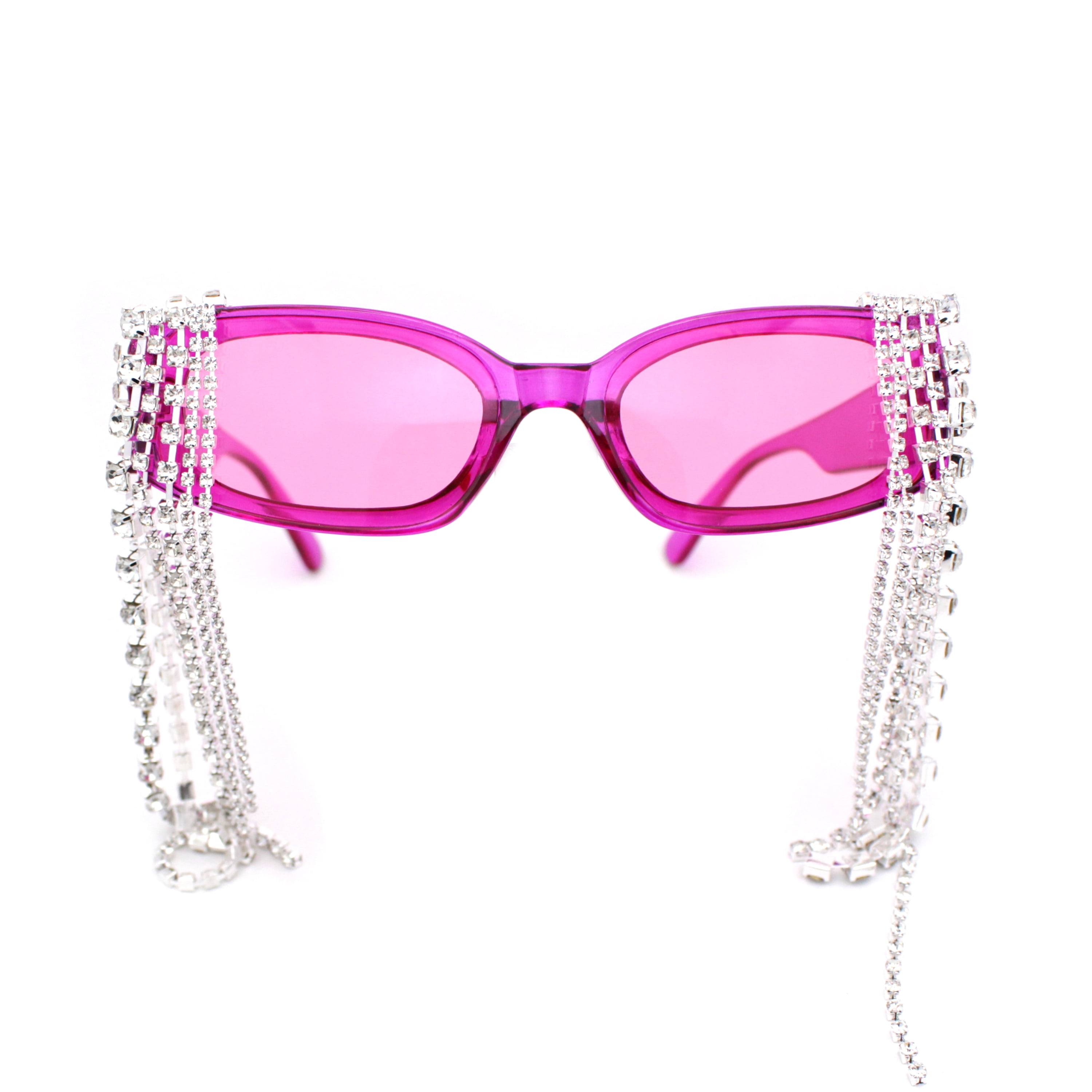 Heavy Dripping Rhinestone Tassel Bling Luxury Rectangle Sunglasses ...
