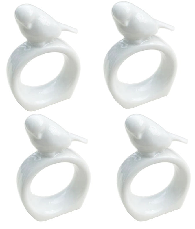 QIAOIDEA Set of 4 Porcelain Bird Napkin Rings Vintage Cottage Bird ...