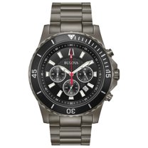 96B285 Men's Quartz Wrist Chronograph, Blue Dial, Silver-Tone, 44.5mm ...