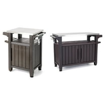 Keter Unity XL Patio Serving Rolling Bar Cart with Storage Cabinet ...