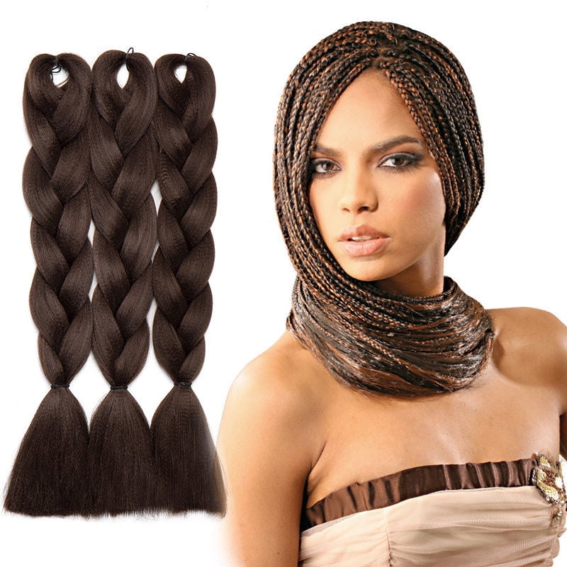 JINSIJU Jumbo Braid Hair Synthetic Fiber Long Straight Ponytail ...