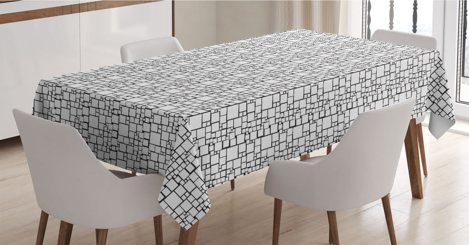 Modern Tablecloth, Simplistic Layout of Outline Drawings Asymmetric ...