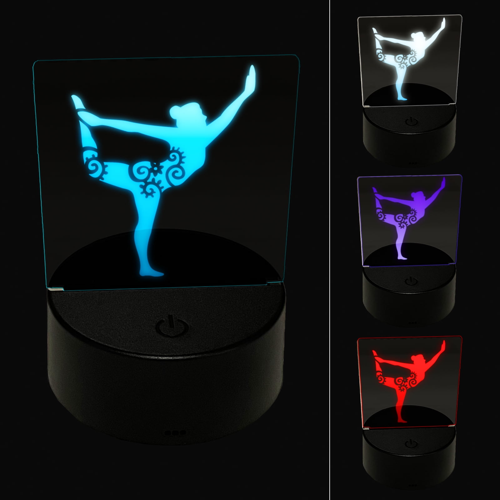 Yoga Pose Natarajasana Dancers Pose LED Night Light Sign 3D Illusion ...