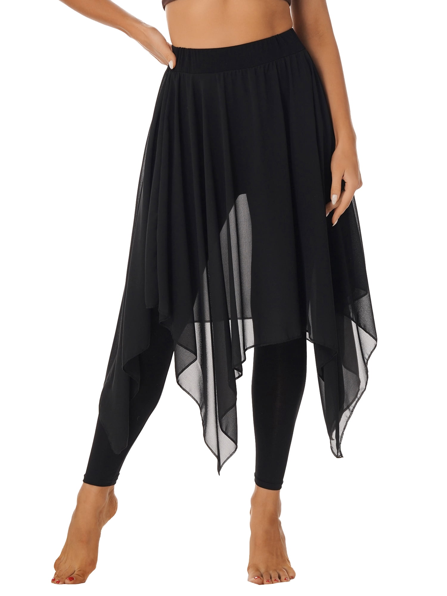iEFiEL Womens Asymmetric Stretchy Latin Dance Wrap Skirt Dancewear ...