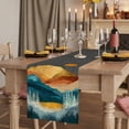 Abstract Mountain Table Runner Boho Sun Orange Turquoise Hills Forest ...