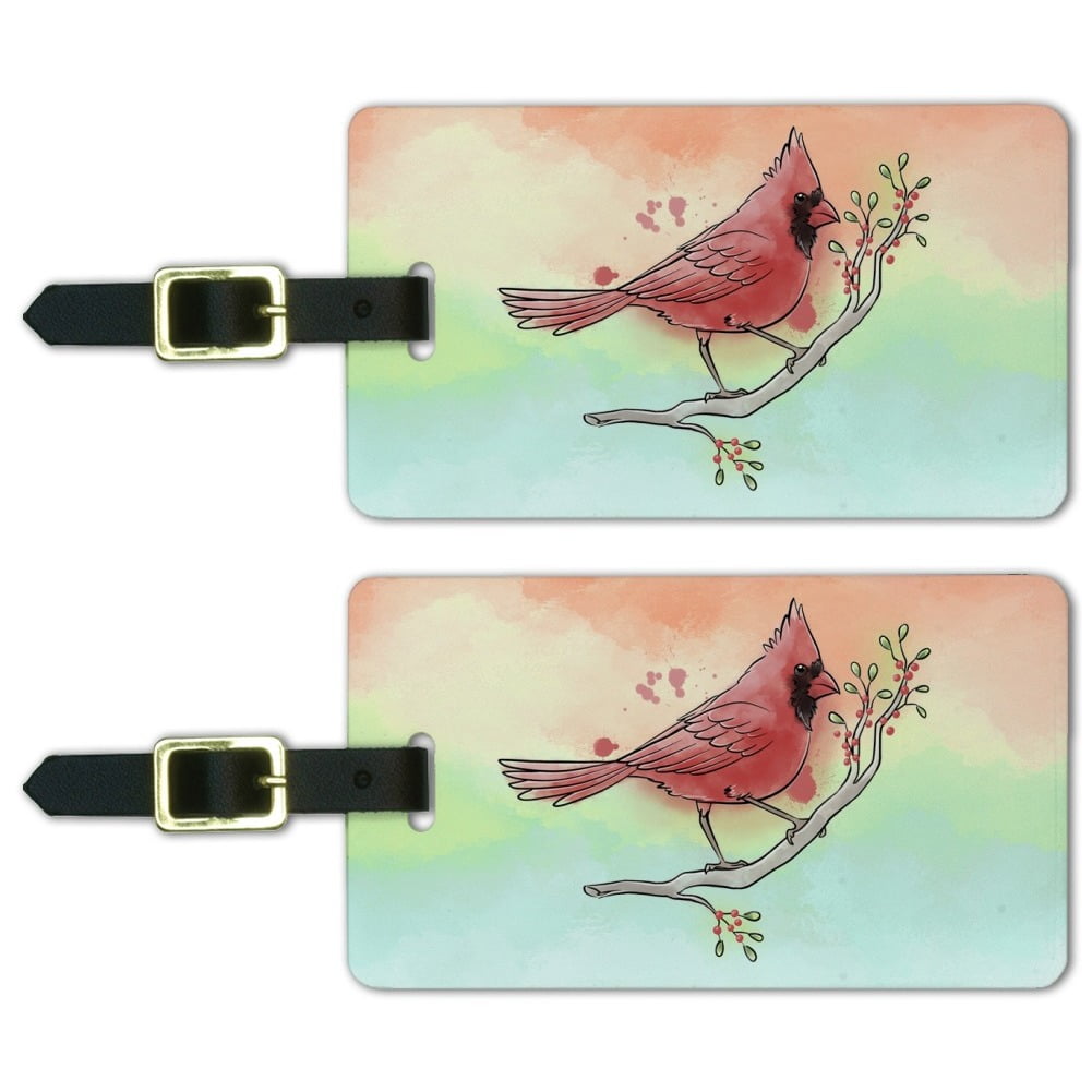 Northern Cardinal Watercolor Northeastern Bird Luggage ID Tags Suitcase ...