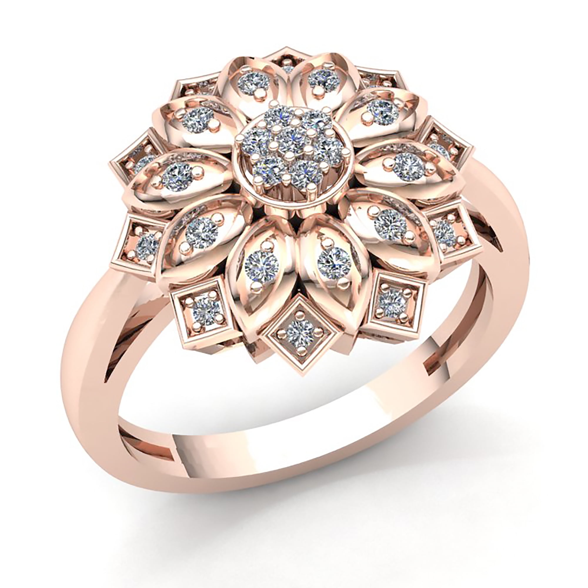 JewelWeSell - 1.5ctw Round Cut Diamond Ladies Flower Vintage ...