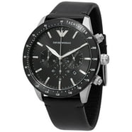Emporio Armani Men's 43mm White Calfskin Band Steel Case Quartz Silver ...