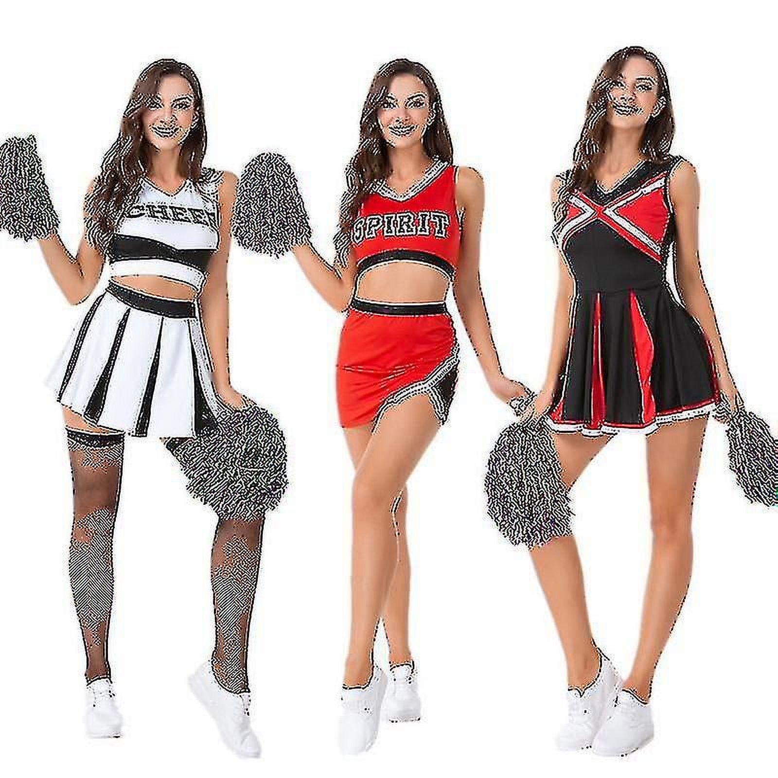 Disfraz de animadora para mujer, uniforme escolar elegante con pompones ...