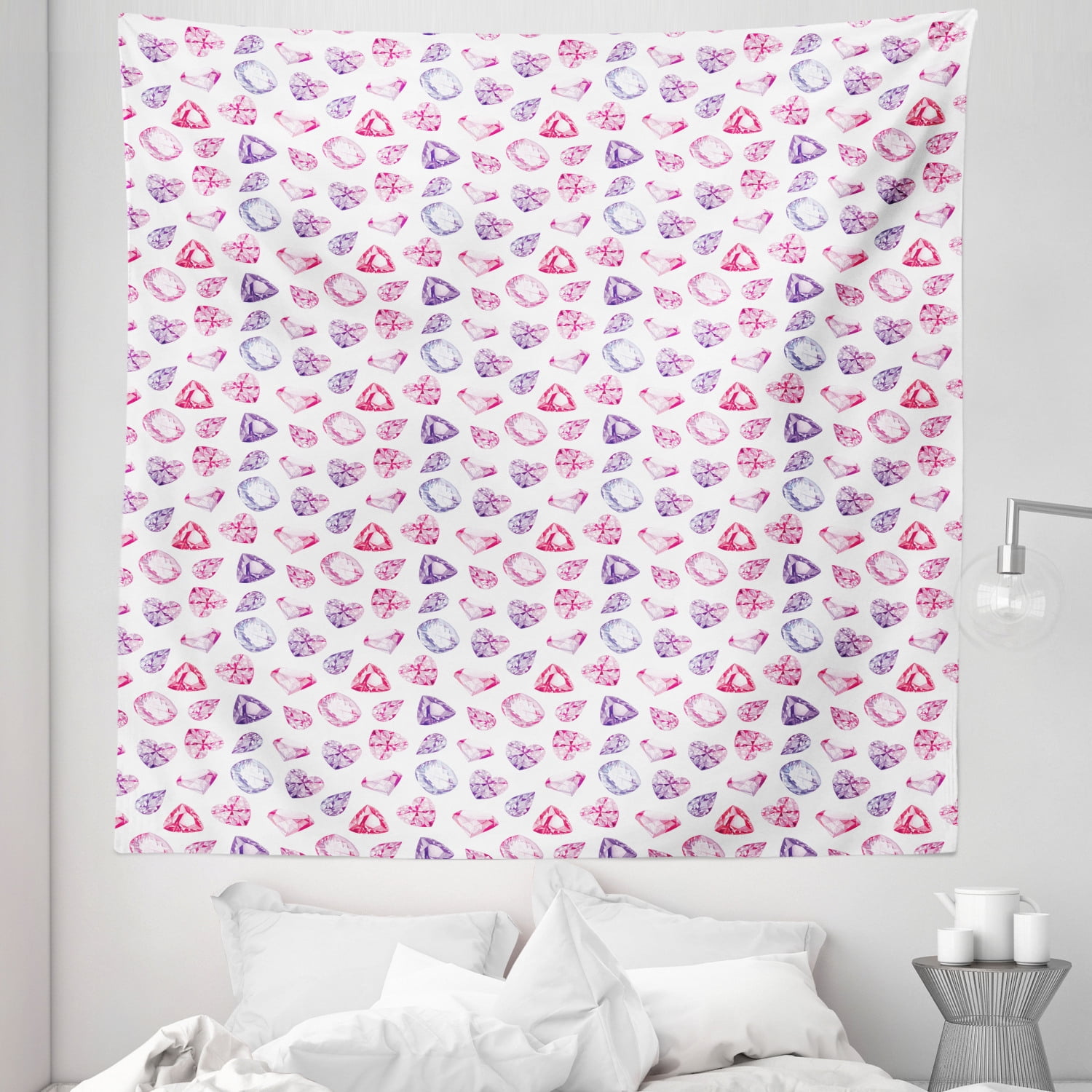 Diamonds Tapestry, Crystals of Many Colors Pear Oval and Heart Shaped ...