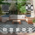 GOTGELIF 9 X 12ft Outdoor Rug, Black & White, Waterproof, Reversible ...
