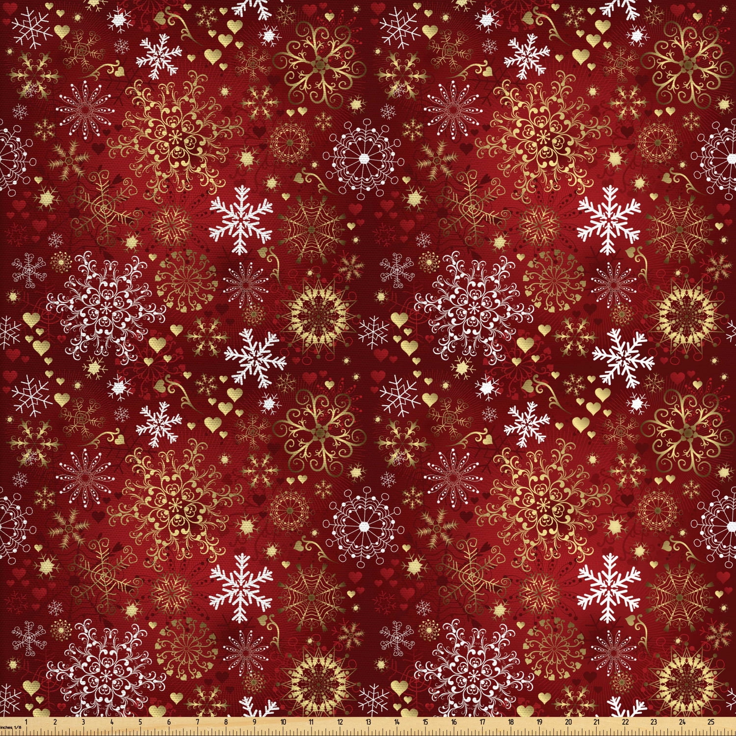 Winter Fabric by The Yard, Old Fashioned Christmas Hearts and Swirls ...