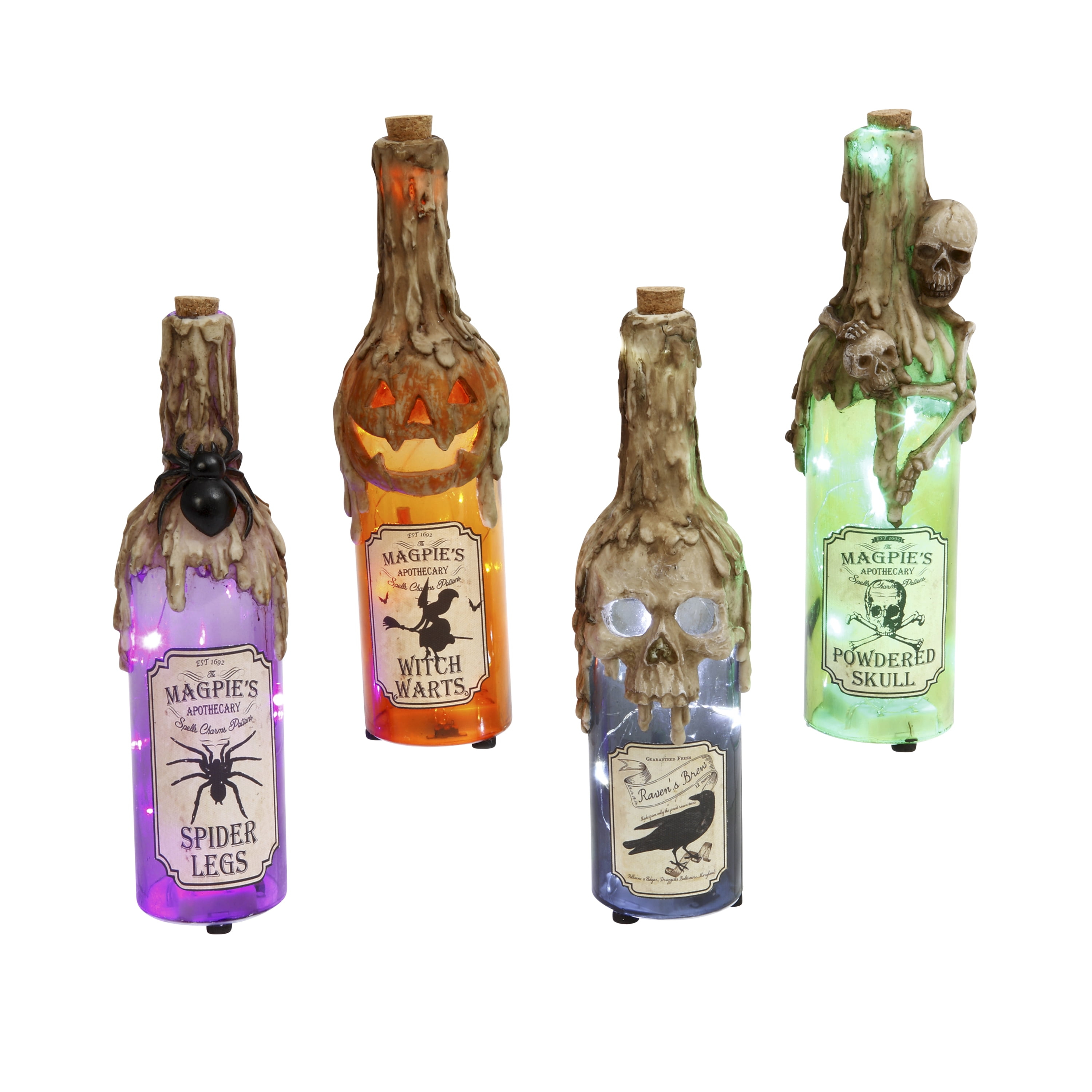 Gerson Assorted 12-Inch High Lighted Glass Halloween Bottles - Walmart.com