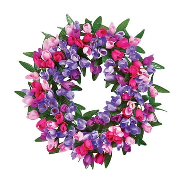 Nearly Natural 22" Spring Floral Wreath - Walmart.com