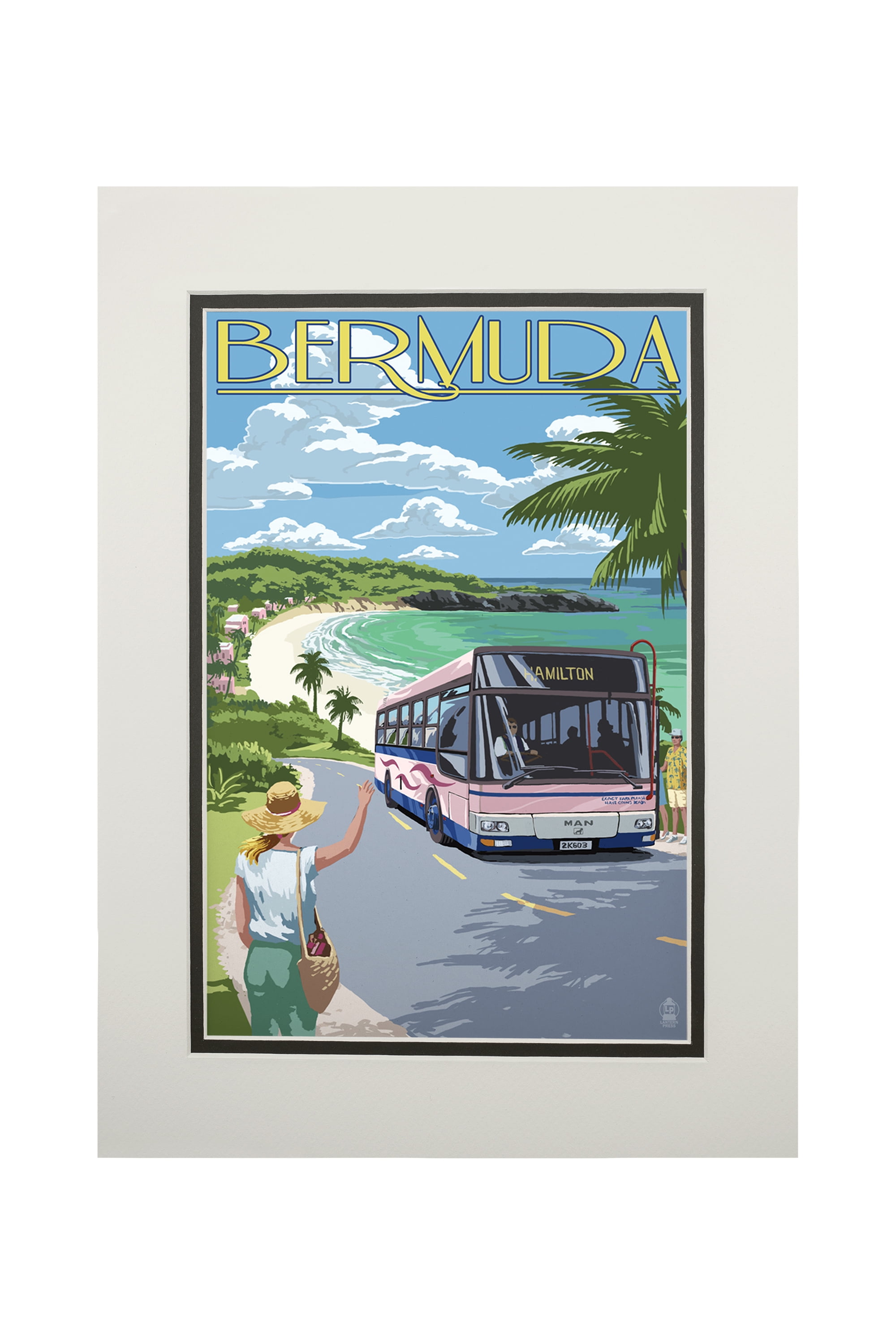 Bermuda, Pink Bus on Coastline - Walmart.com