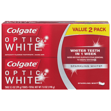 Colgate Optic White Whitening Toothpaste, Sparkling White - 5 ounce (2 ...