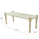 DecMode Cotton Handmade Woven Chevron Patterned Bench with Light Brown ...