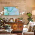 Abstract Teal TV Dust Cover 75 Inch, Green Gold Marble Natural Stone ...
