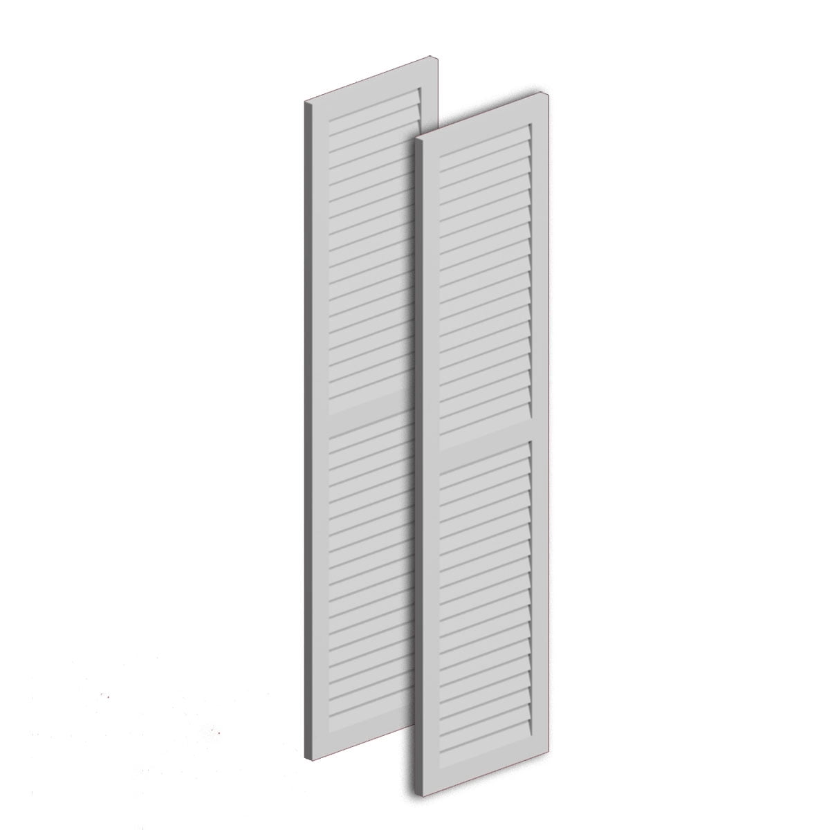 12"W x 48"H x 1"P Louvered Shutter w/ Center Rail, Urethane (Per Pair ...