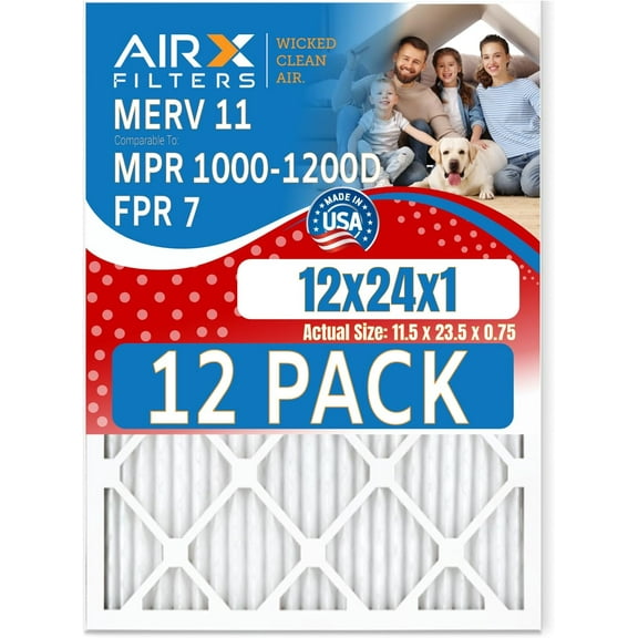 10x30x1 Air Filter MERV 11 Rating, 12 Pack of Furnace Filters ...