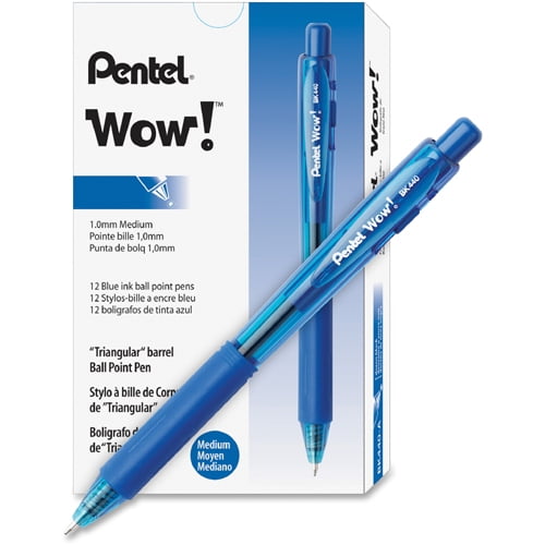 Wow! Ballpoint Pen, Retractable, Medium 1 Mm, Blue Ink, Blue Barrel ...