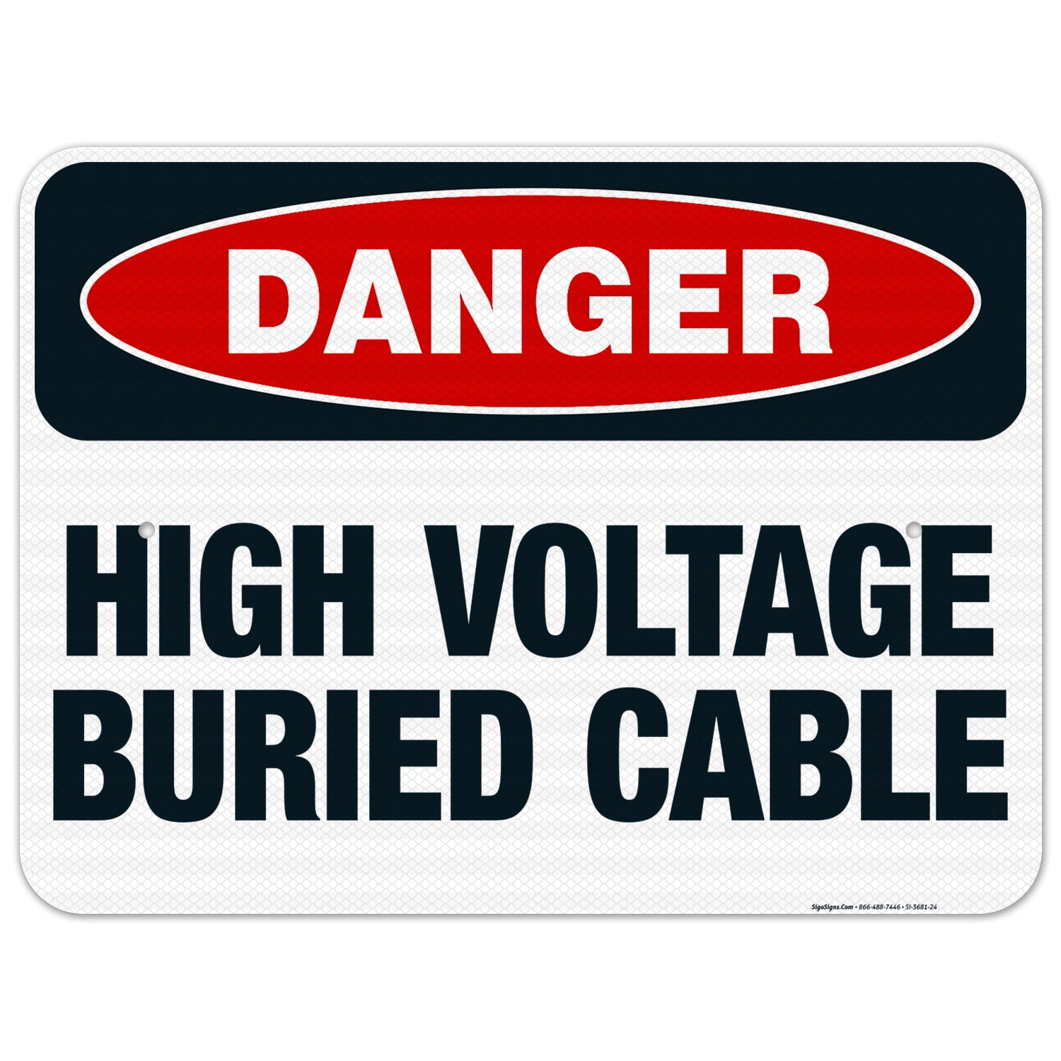 High Voltage Buried Cable Sign, OSHA Danger Sign, - Walmart.com