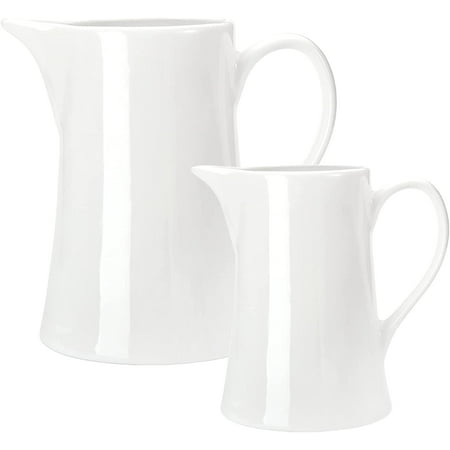 Lonbiaci 2 Pack Porcelain Creamer Pitcher, 20OZ+8OZ Coffee Milk Creamer ...