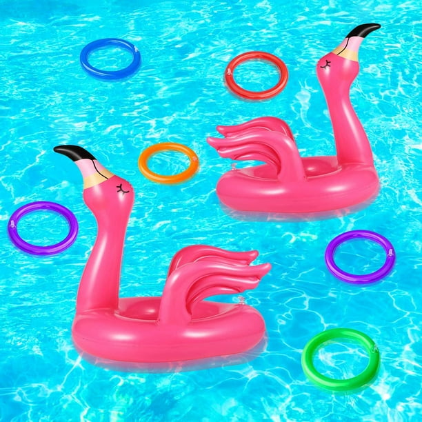 3 Pack Inflatable Flamingo Pool Ring Toss Pool Game Toys, Swimming Pool ...