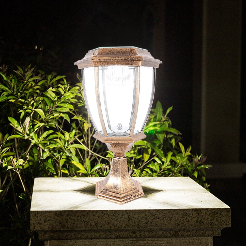 Solar Powered LED Column Lamp Outdoor Pillar Light Garden Courtyard ...