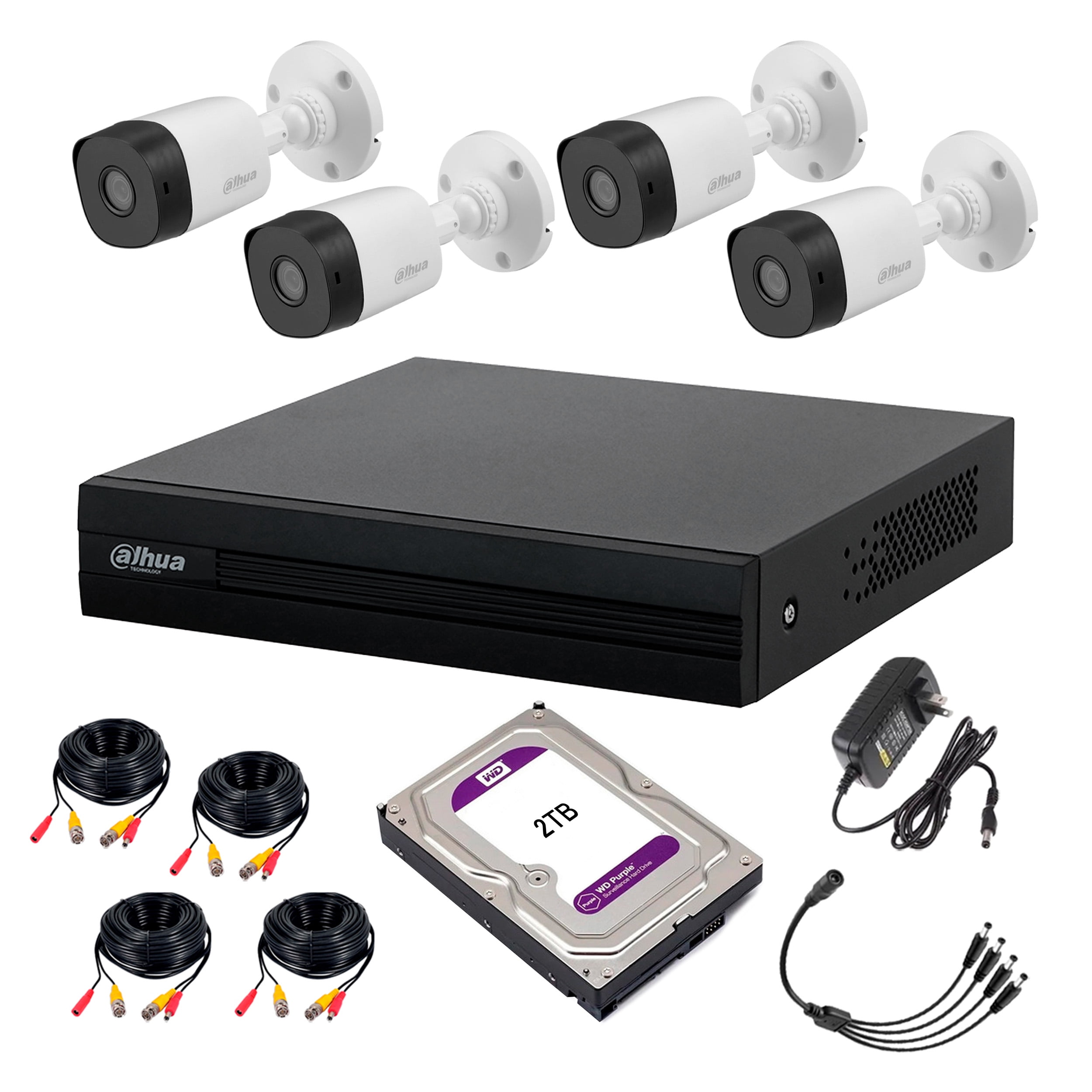 KIT DE VIDEO VIGILANCIA DAHUA_TECH 4 CANALES 4 CAMARAS TIPO BALA KIT/ XVR1B04-I/4-B1A21N-0360B ...