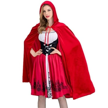 Womens Wicked Red Riding Hood Halloween Costume Dress Hooded Cape ...
