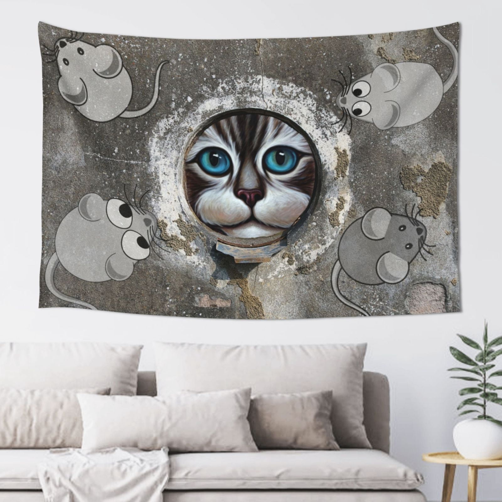 Cat In Hole Tapestry, Cat Style Wall Decor Home Decor Bedroom Living ...