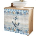 Blue Anchor Coastal Cabinet Curtains 35"W x 35"L, Nautical Beach Coral ...