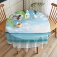 Coconut Tree Round Tablecloth 60 inches Beach Blue Sky Sea Summer ...