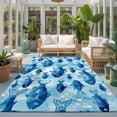 Blue Fish Washable Area Rug 9 x 12 ft Ocean Life Watercolor Fish ...