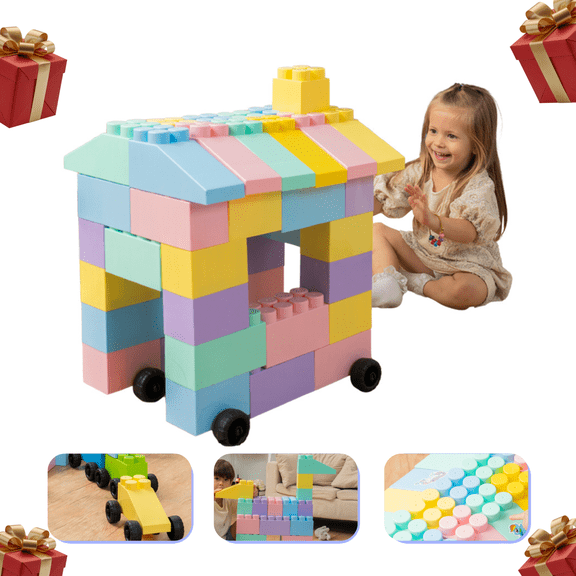 Jumbo Plastic Building Blocks for Kids & Toddlers, 48 Pieces, Age 1 - 8 ...