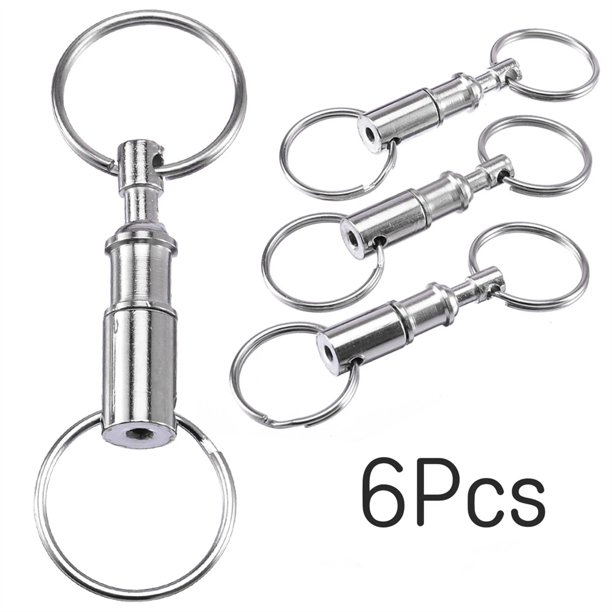 6 Pack Quick Release Detachable Pull Apart Key Ring Keychain, Double ...