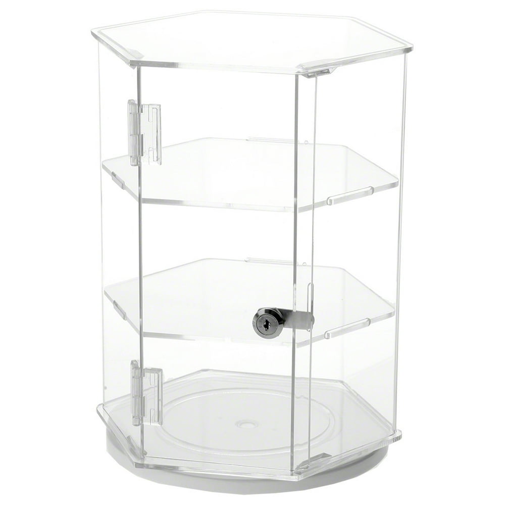 Plymor Clear Acrylic Hexagonal Locking Display Case, Rotating Base, 2 ...