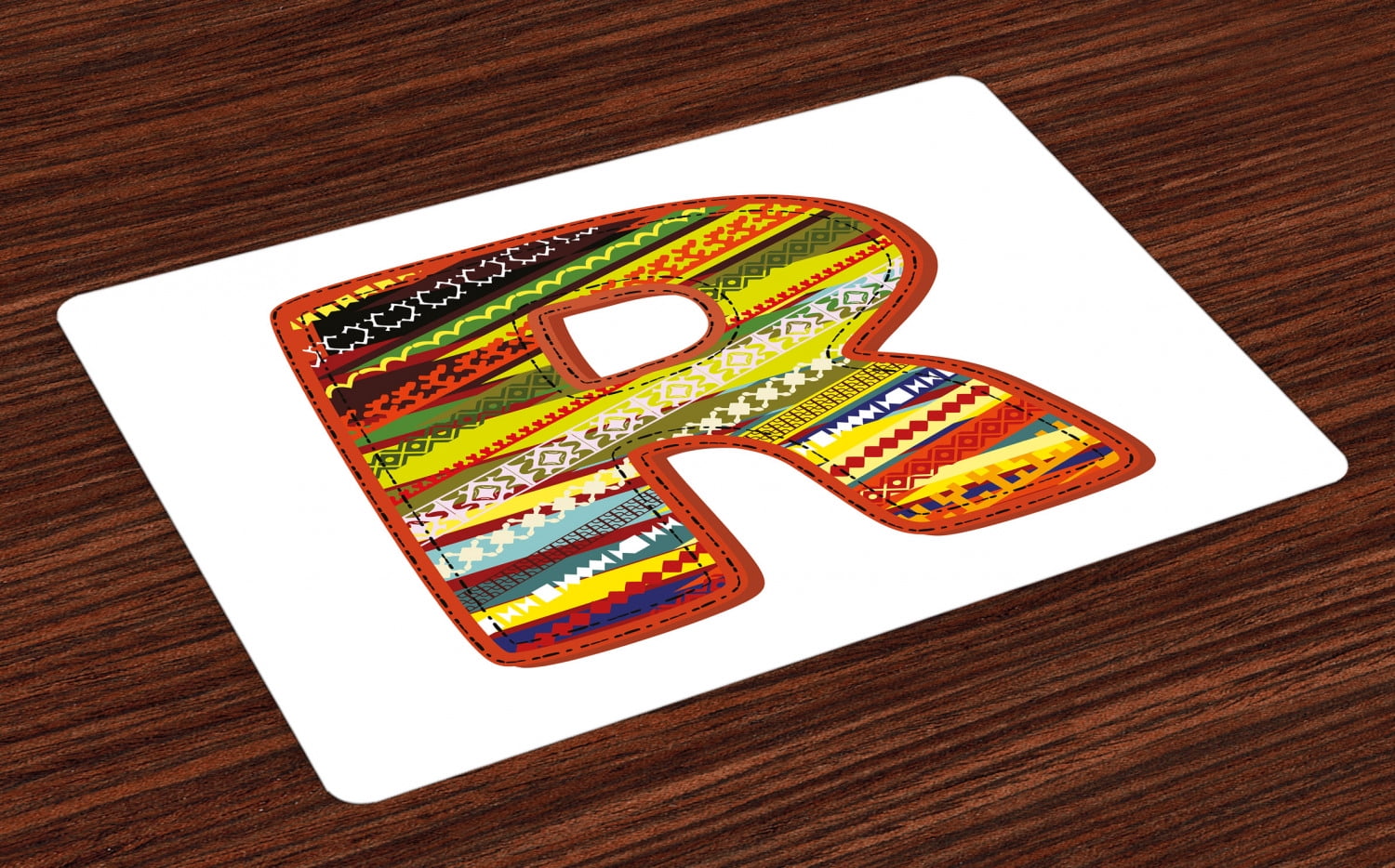Ambesonne Letter R Place Mats Set of 4, R Aztec Tribal, Standard Size ...