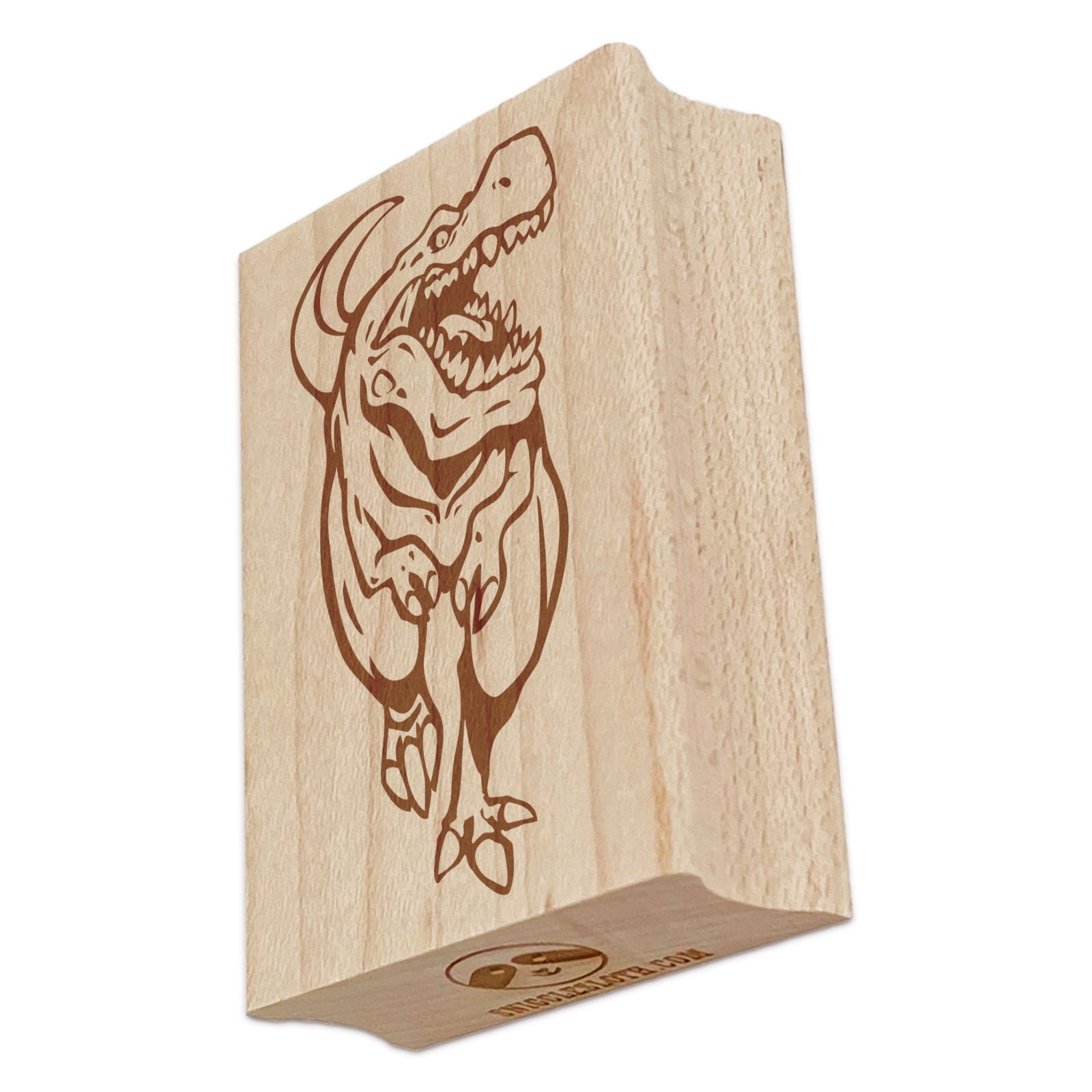 Angry Charging Tyrannosaurus Rex T-Rex Dinosaur Rectangle Rubber Stamp ...