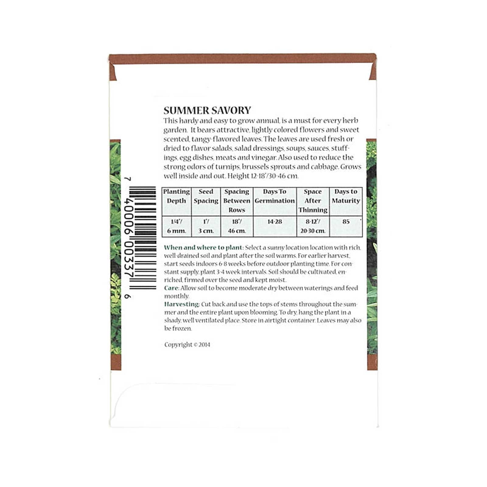 Savory Herb Garden Seeds - Summer Savory - 1 g Packet - Non-GMO ...