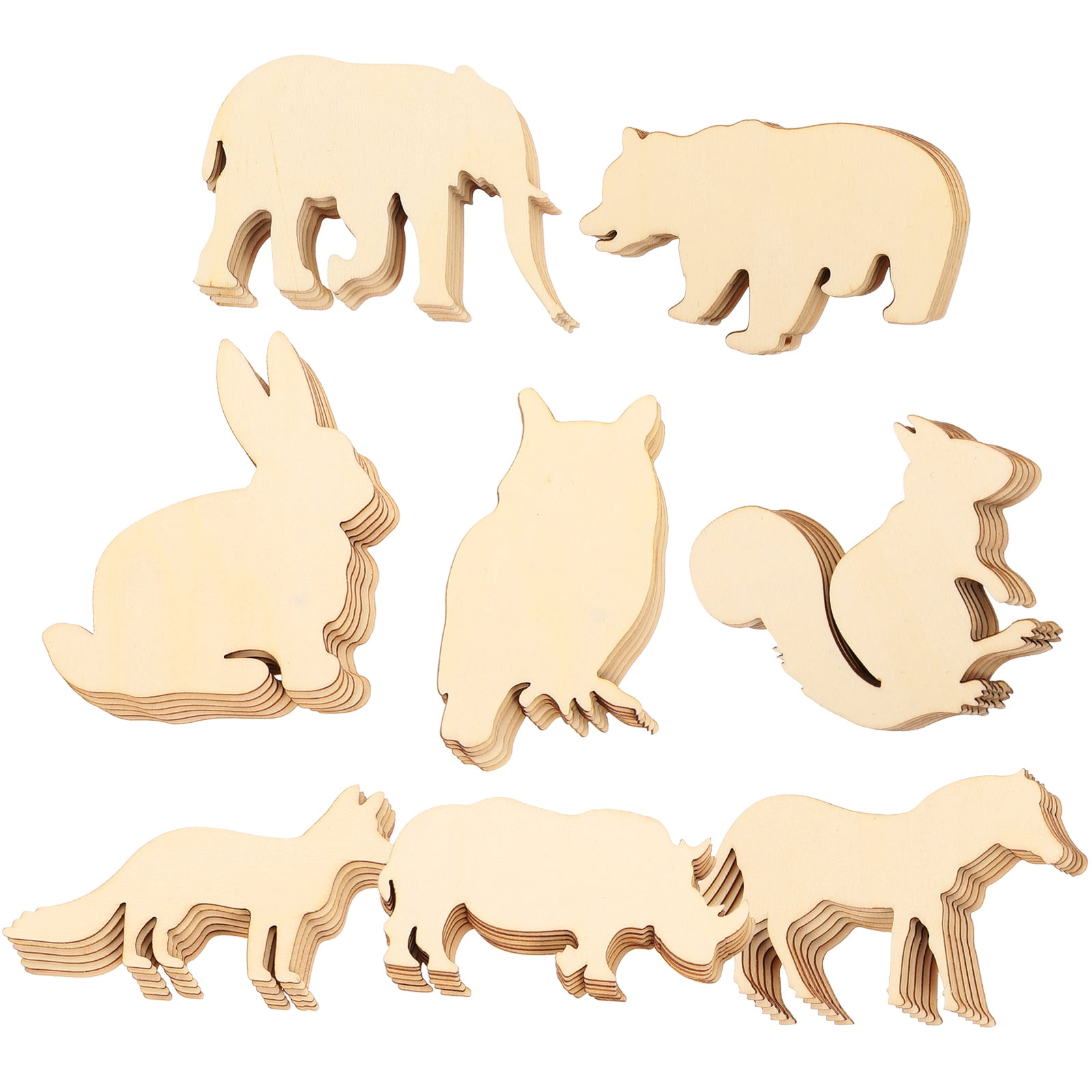NUOLUX 48pcs Unfinished Wooden Woodland Forest Animal Life Cutouts ...
