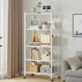 HONGGE Folding Shelf 5-Tier Foldable Storage Shelves with Wheels for ...