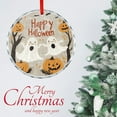 Happy Halloween Ghost Pumpkins Glass Ornament Happy Halloween Holiday Ornaments Holiday Decor ...