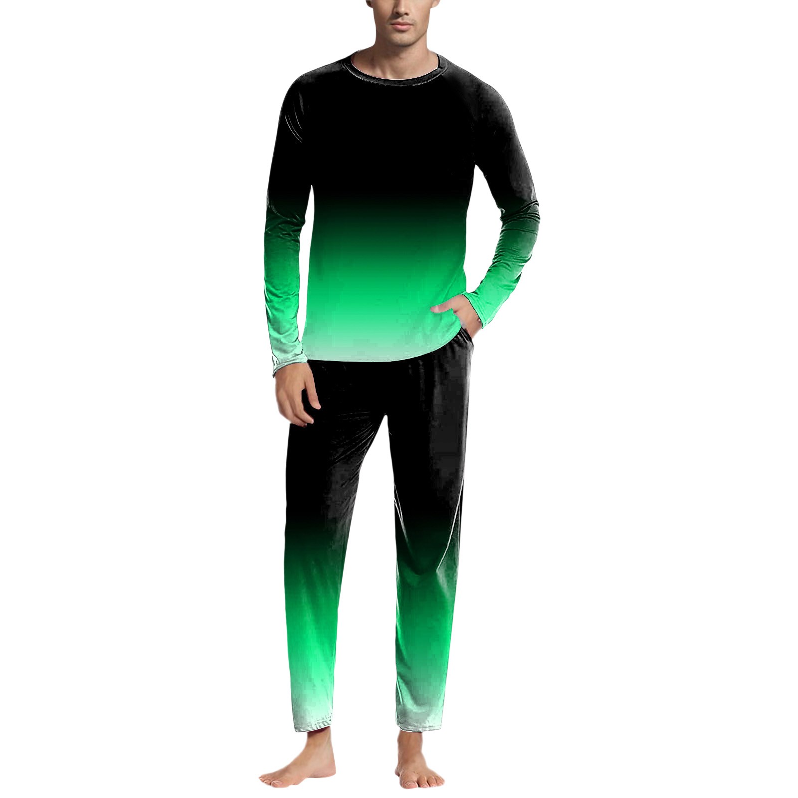 Men's Autumn Winter Two Piece Casual Suit Set with Round Neck Long ...