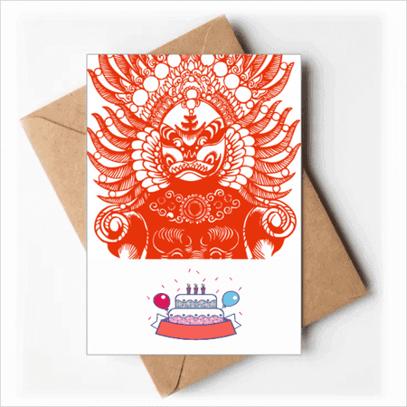 Peking Opera Red Gongtongguan Paper-cut Happy Birthday Greeting Cards ...