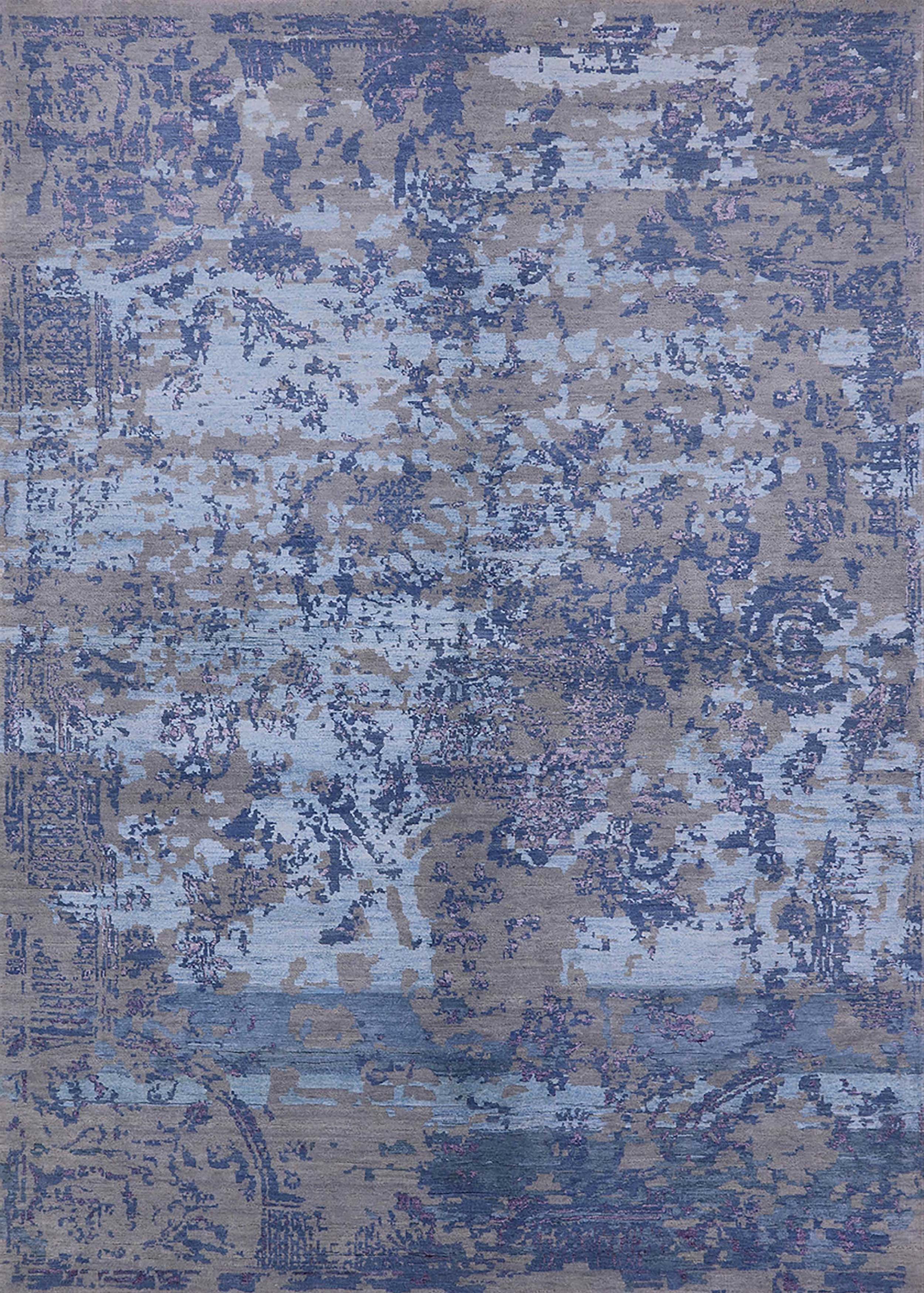 Ahgly Company Indoor Rectangle Mid-Century Modern Azure Blue Oriental ...