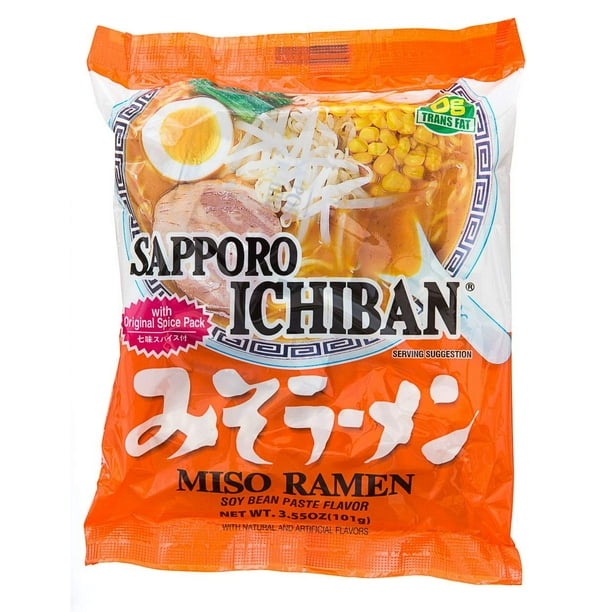 Sapporo Ichiban Japanese Instant Ramen Noodles - Miso Flavor, 3.5 oz ...